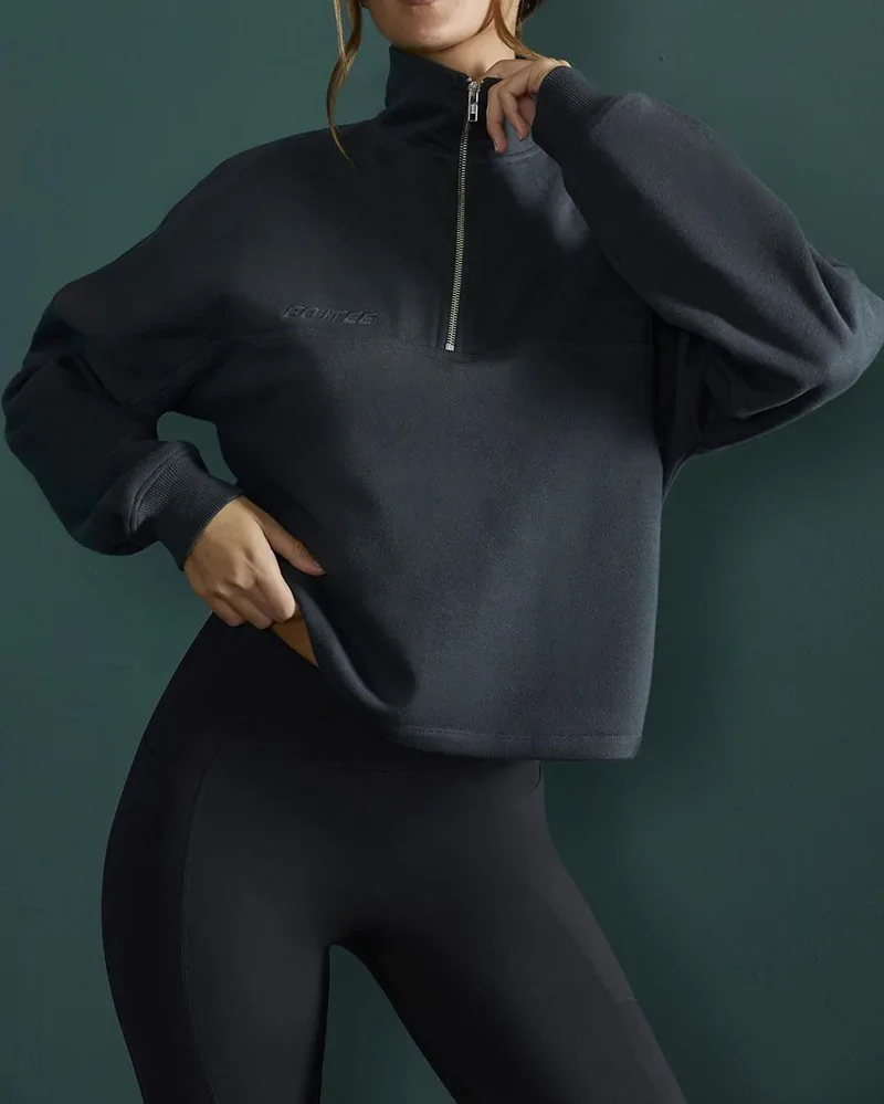 Custom New Fashion Women's Half Zipper Yoga Jacket Sports Top Casual ...