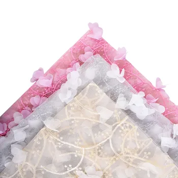 French Style 3d Flower Embroidery Net Lace Fabric 100% Polyester ...