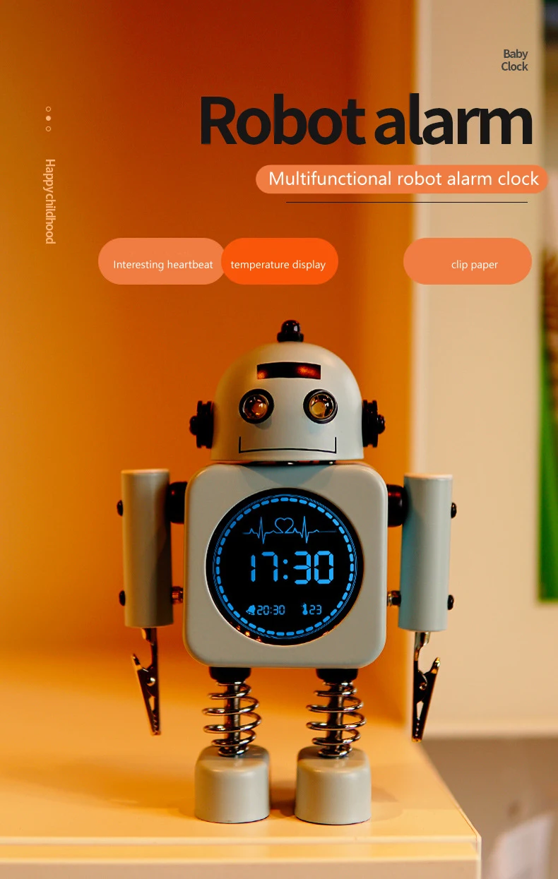 Robot Smart Digital Alarm Clock Mute Multifunctional Digital Creative ...