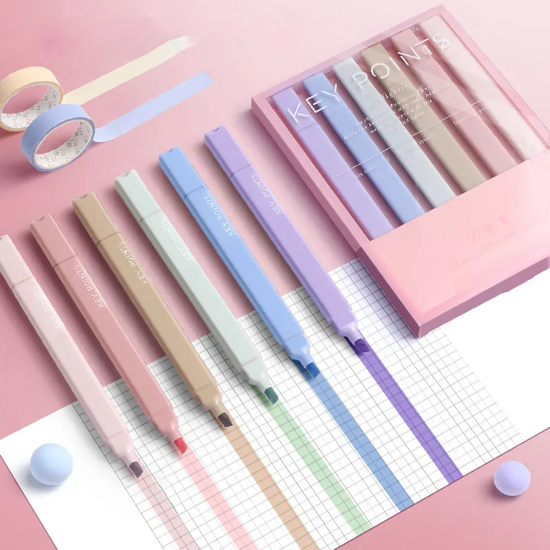 Wholesale Cheap 6 Pcs English Packing Highlighter Macaron Rectangular ...