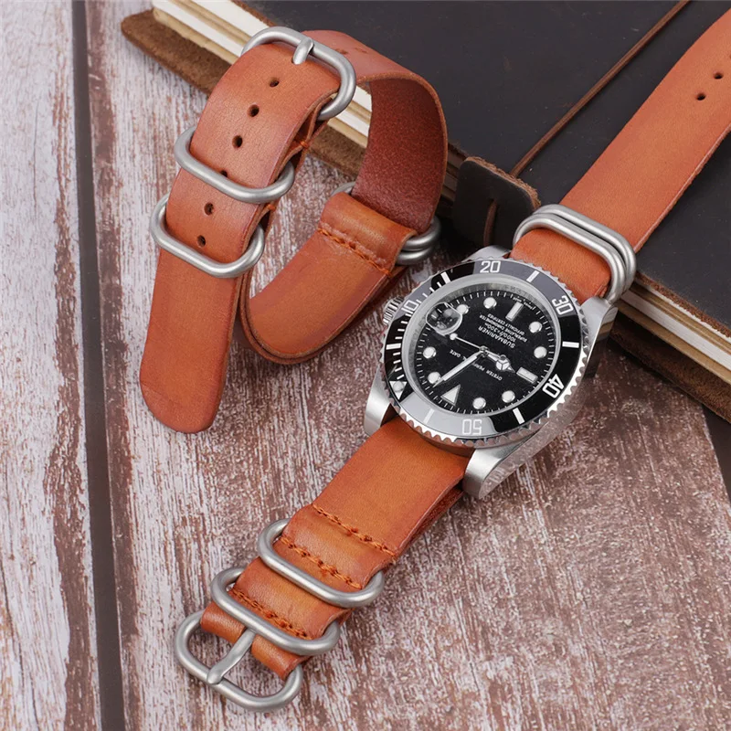 Premium Quality One Piece Genuine Leather Watch Strap Heavy Duty ...