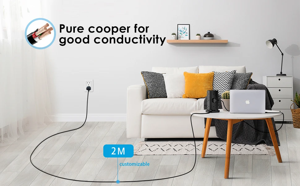 Office Table Power Extension Board - 9AC Outlets & USB Ports