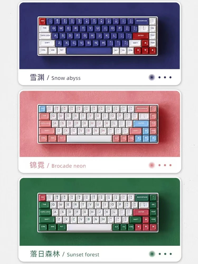 Custom Mini 68 Keys 3 Mode Mechanical Keyboard QWERTY RGB Backlit Red ...