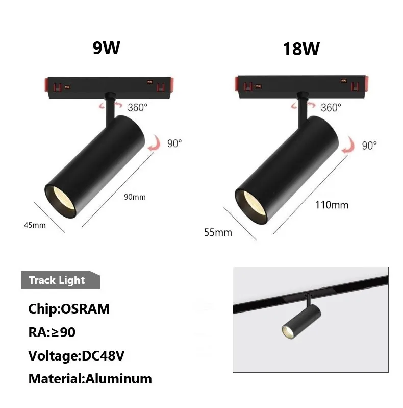 Modern Led Track Lighting Magnet System Dc48v Spotlight Rail Magnetic ...