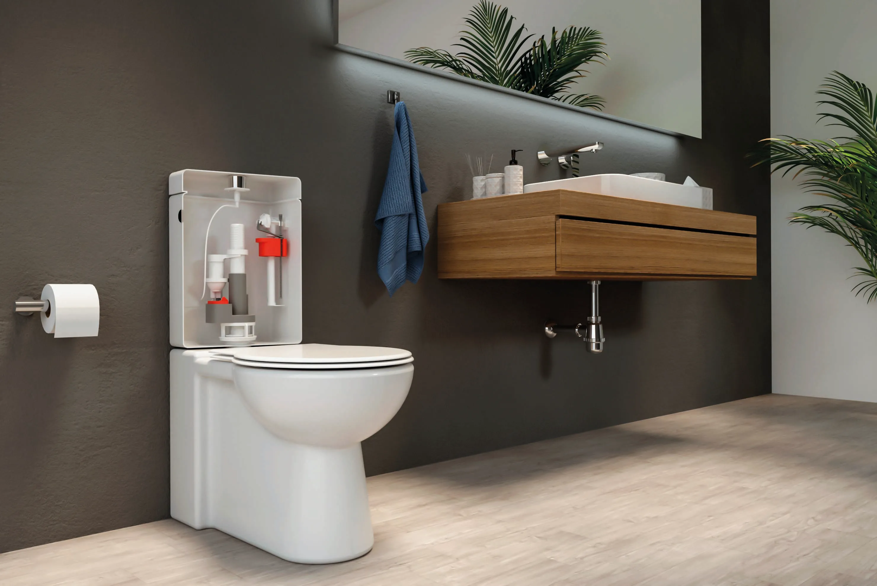 Italian New Product Flush Valve By Mechanical Pushing Toilet Tank ...