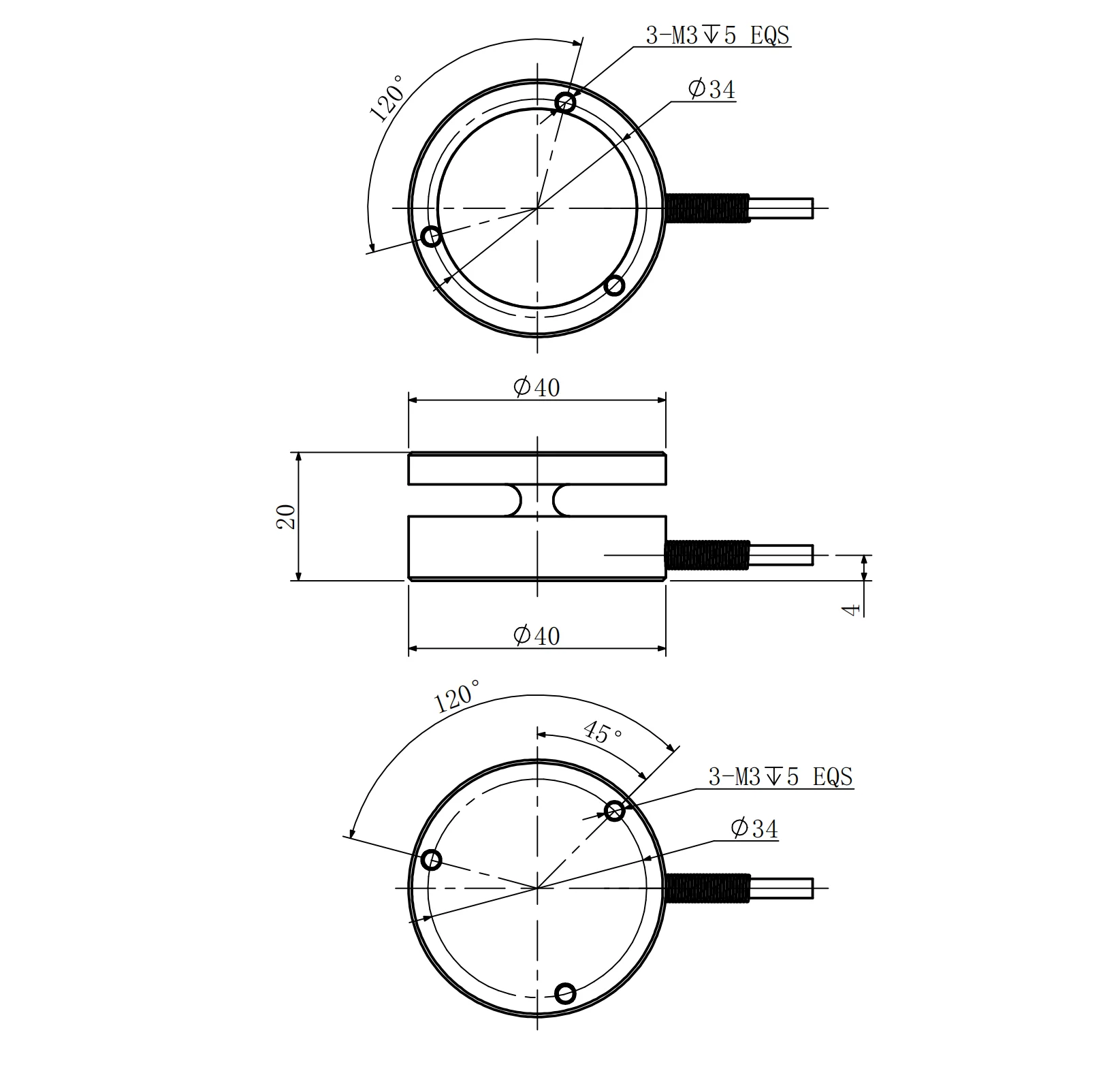 20kg 50kg 100kg 200kg 500kg Miniature Button Type Force Sensor ...