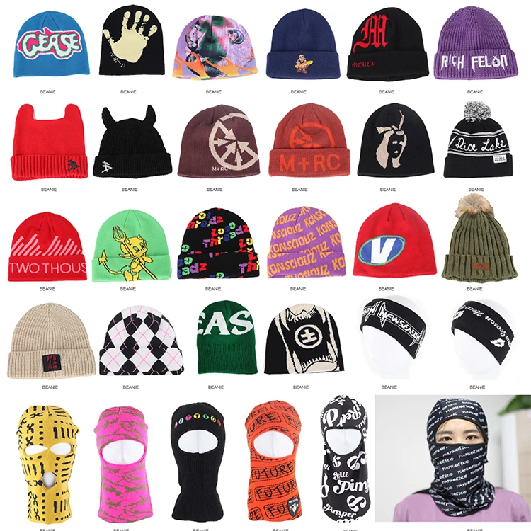 Shop Y2K Beanies with Custom Jacquard Logo & Satin Lining