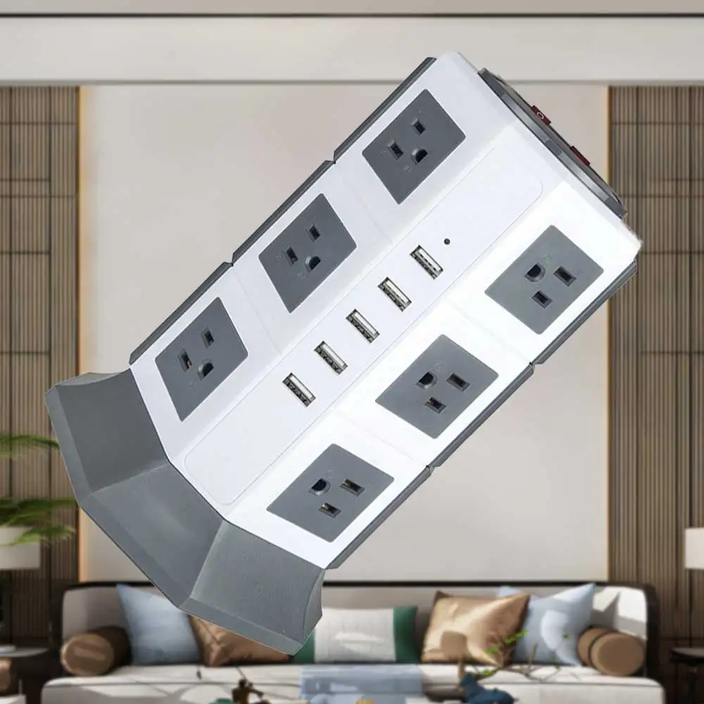 Oswell Extension Cord Power Strip Tower 12 Outlet 5 Usb Ports With Us ...
