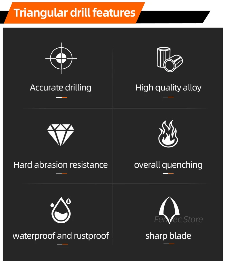 10pcs Multifunctional Triangle Diamond Drill Set 3-12mm Glass Metal ...