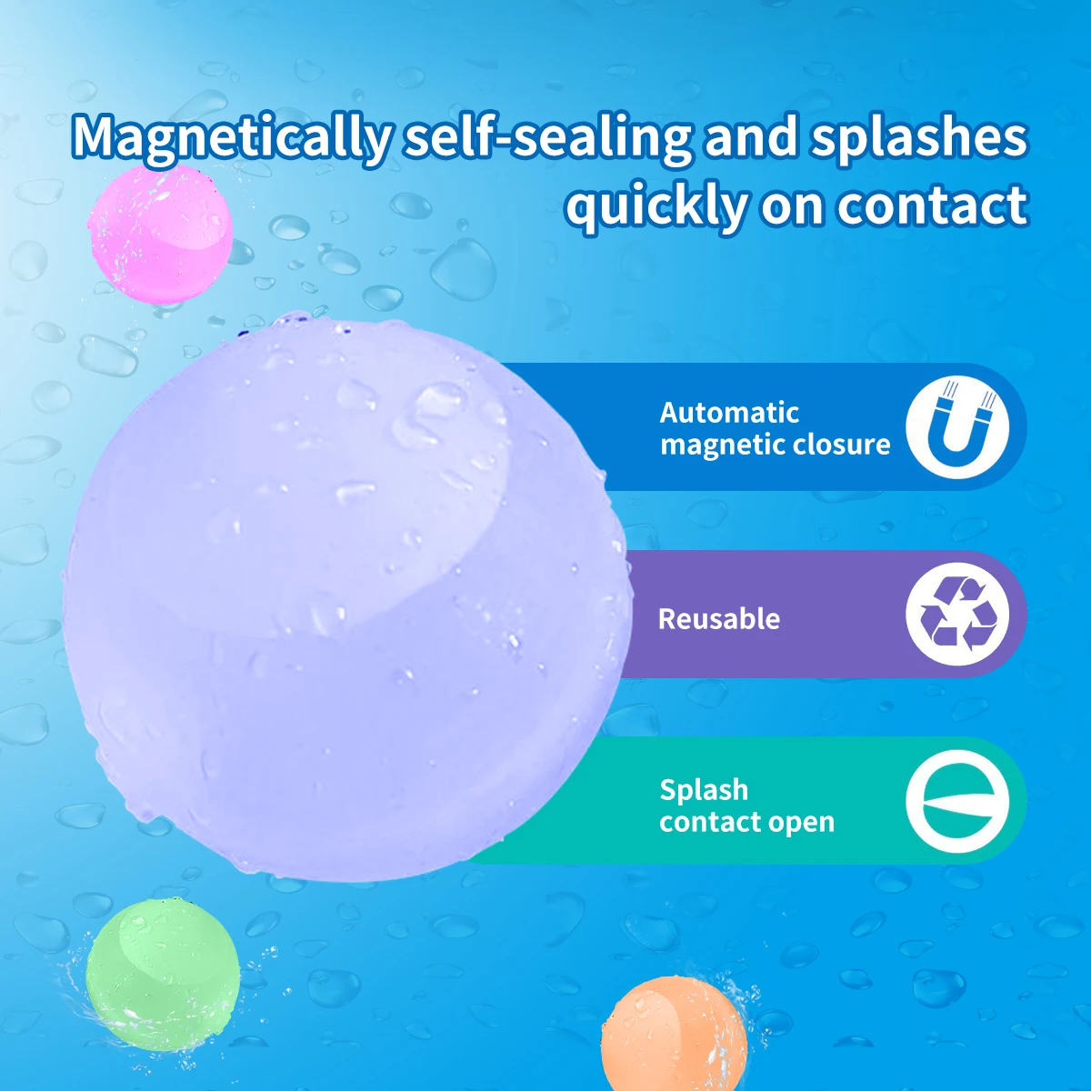 Huiye Magnetic Reusable Water Balloon Ballon Launcher Quick Fill ...