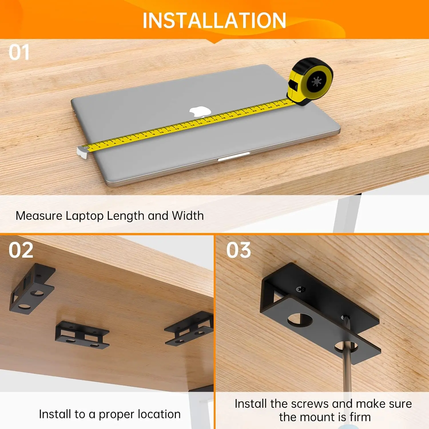Under Desk Laptop Mount,Metal Under Desk Shelf Holder For Laptop,Mac ...