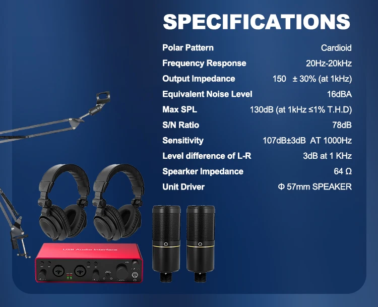 Podcast Equipment Kit Sound Card - Professional Studio Mic