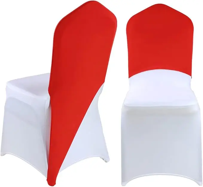 Orange Red Spandex Half Back Chair Cover Topper Chair Band For Wedding ...