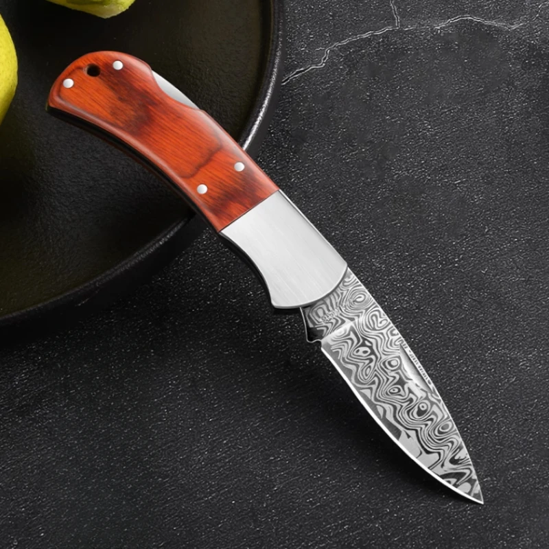 Folding Pocket Knife Small Damascus Pattern EDC Folding Knife with Clip ...