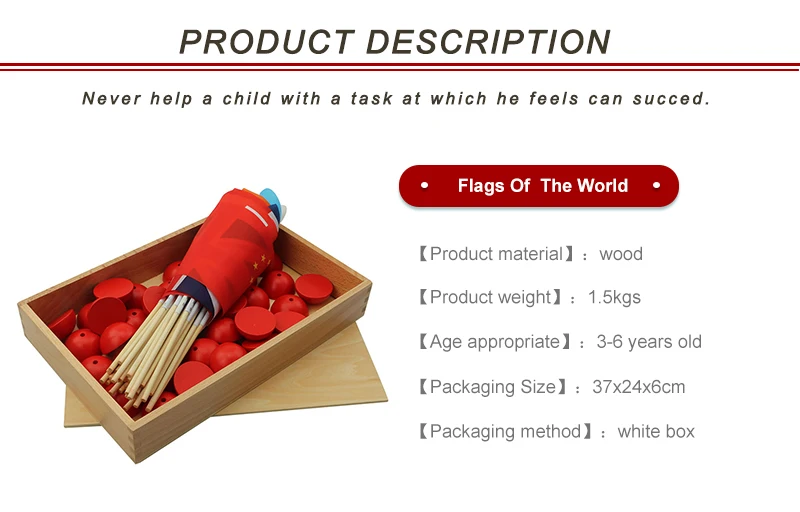 GE082(NX) Kids Wooden Educational Children Toy Flags