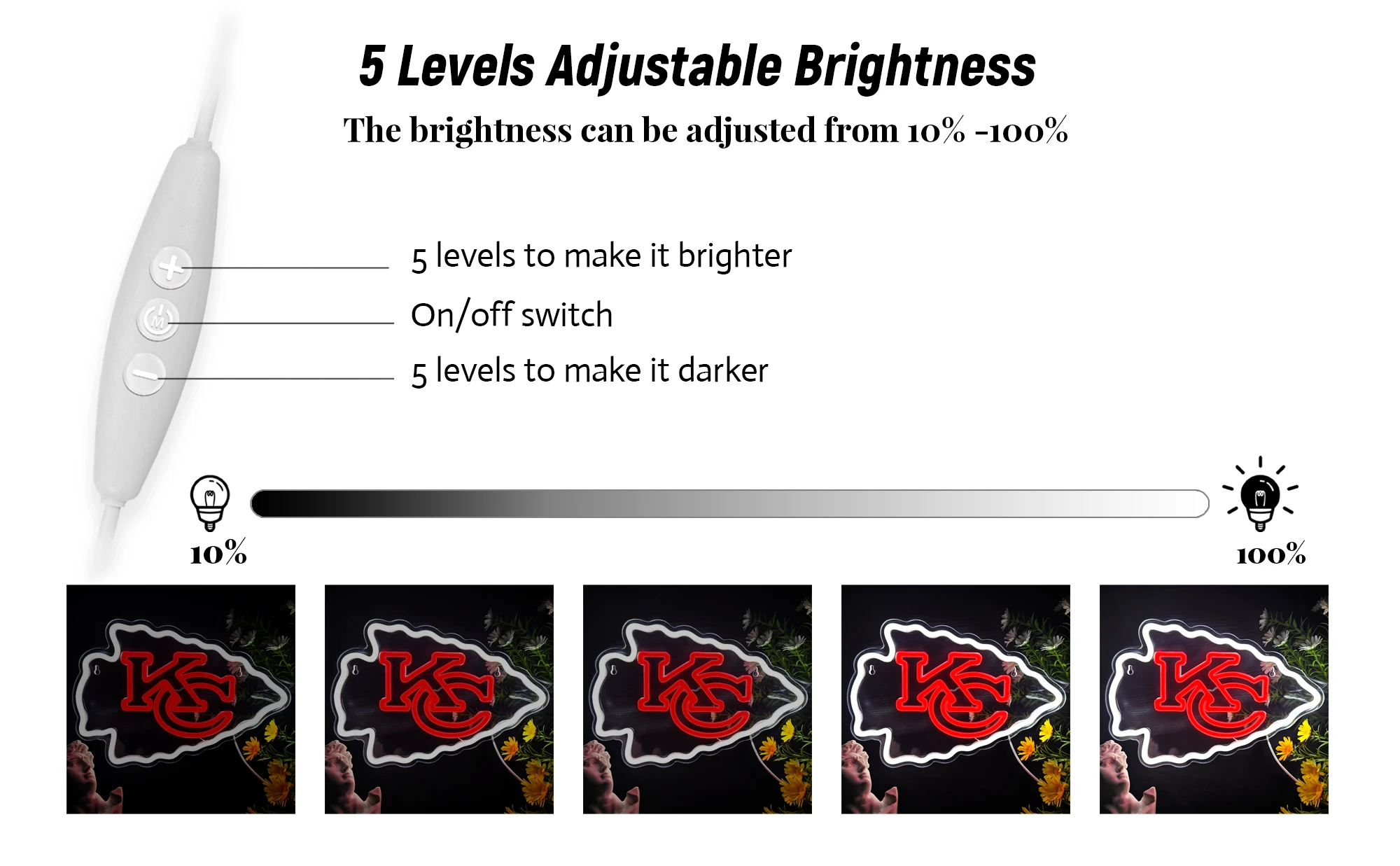 USB Powered Chieftain Neon Light - Adjustable Brightness