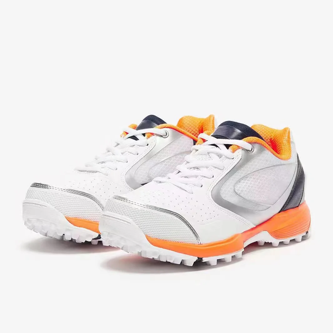 Custom Cricket Shoe White Sports Rubber Spikes Outsole Cricket Shoes ...