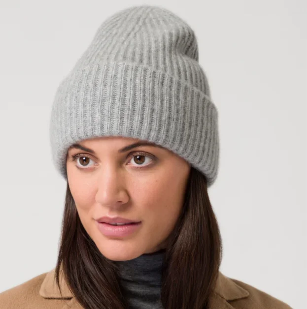 Women's Cashmere Beanie Rib Knitted Thick Beanie Hat - Buy Beanie With ...