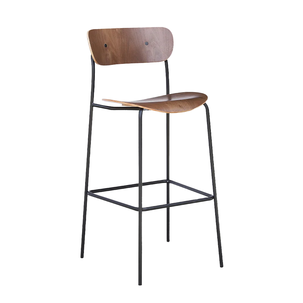 Sillas De Bar Commercial High Chair Bar Metal Frame Wood Seat High ...