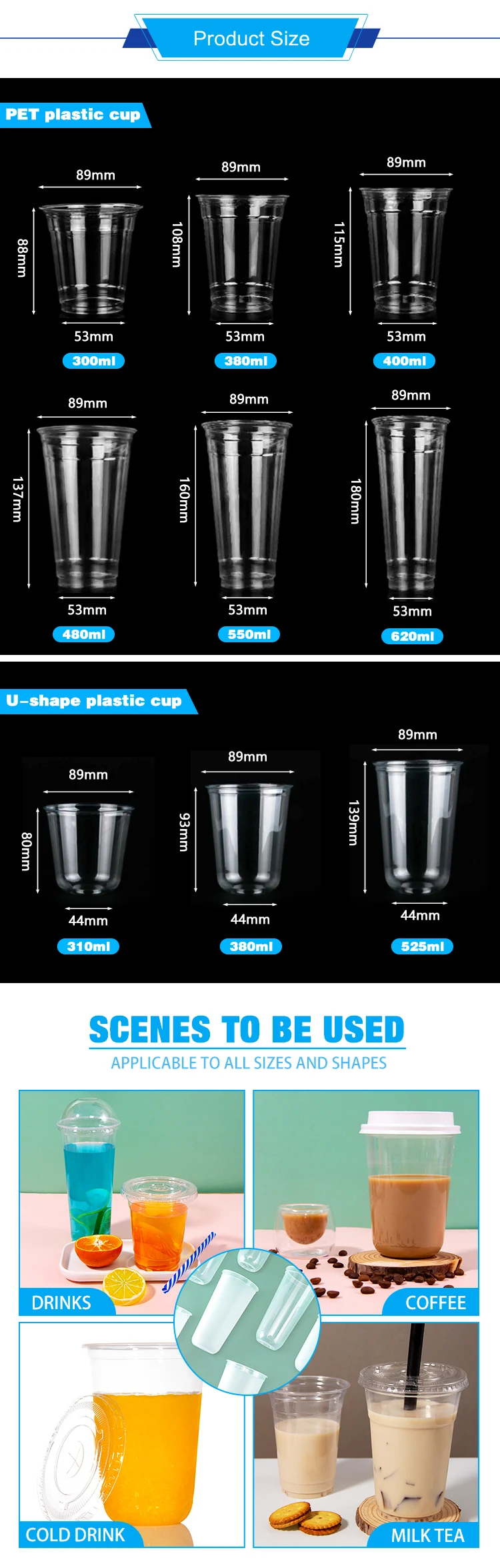 16oz Disposable To Go Clear Pet Plastic Cups With Flat Lids For Party ...