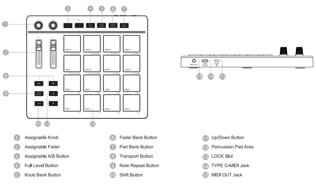 Midi Pad Beat Maker With 16 Key Usb Midi Pad Keyboards Controller - Buy Mini Starry Compact Midi ...