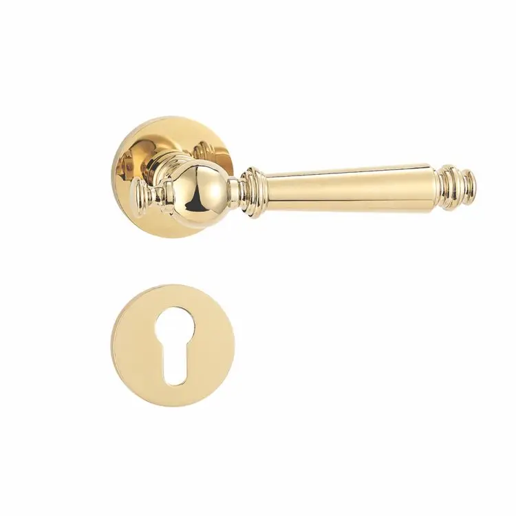 Modern Solid Brass Door Handle Privacy Lock Set Interior Rosette Door ...
