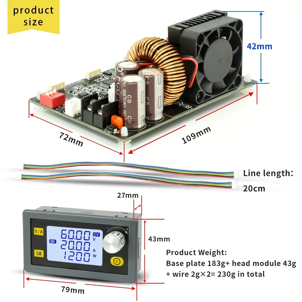 XY6020L CNC DC Adjustable Power Supply Module - Voltage Regulator for ...