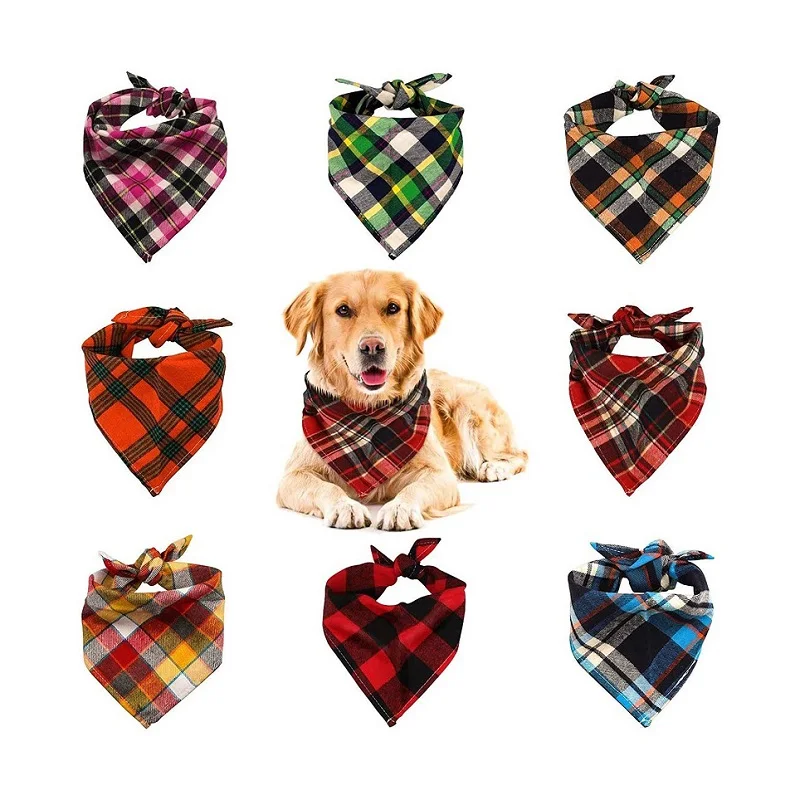 Customised Logo Patterns Design Plaid Pet Scarf Washable Dog Bandanas ...
