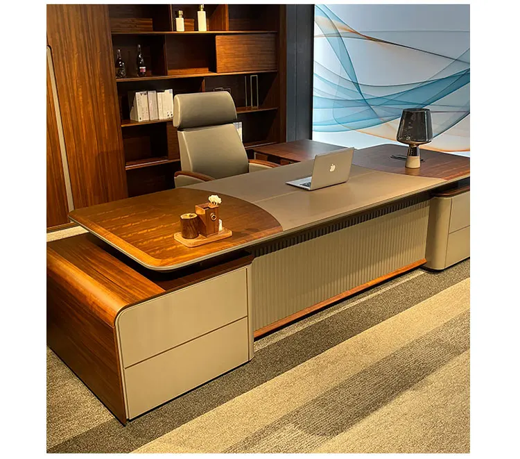 Wooden Luxury Office Table With Chair Modern Design Boss Desk Executive ...