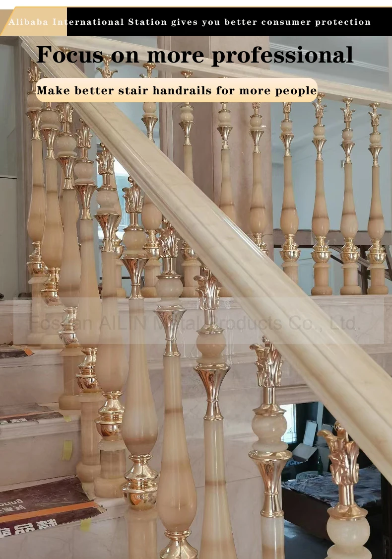 High-end Stair Handrails, Jade Stair Columns, Custom Stair Railings ...