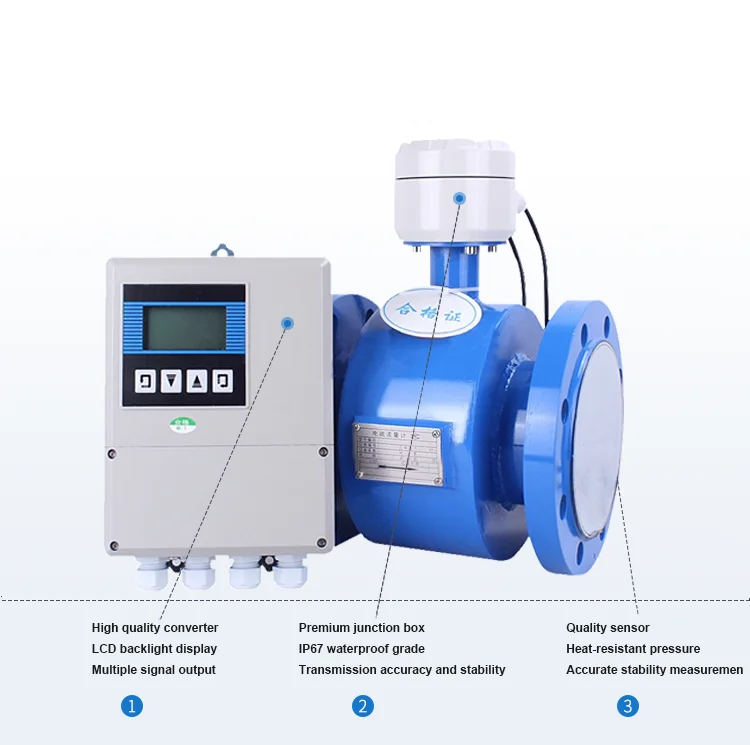 Dn3-dn3000 Electromagnetic Flowmeter Rs485 Sea Water Flow Meter Sewage ...