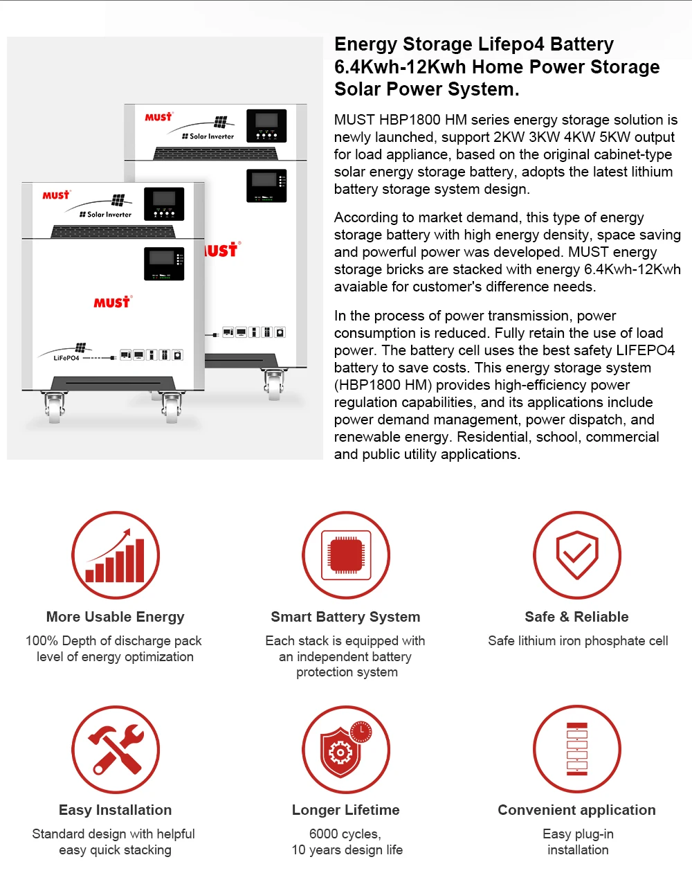 Must Hbp1800 Hm 5kwh 10kwh Must All In One Lithium Batteries Solar ...