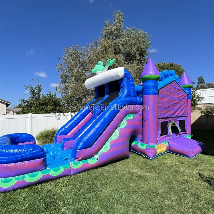 Wet Dry Purple Mermaid Inflatable Water Slide and Bounce House| Alibaba.com
