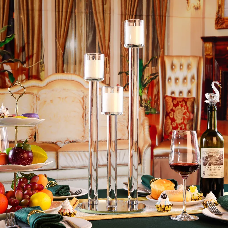 Wedding Table Centerpiece 9/10 Arm Candelabra Crystal Glass Column Candelabra Glass Candelabra ...