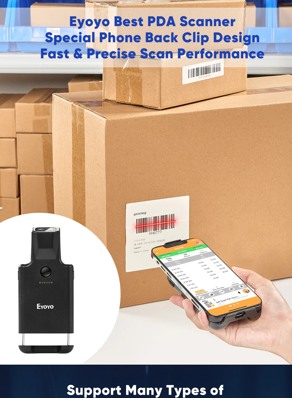 Eyoyo EY-017P Mobile Phones PDF417 Pos Scanner - 1D 2D QR