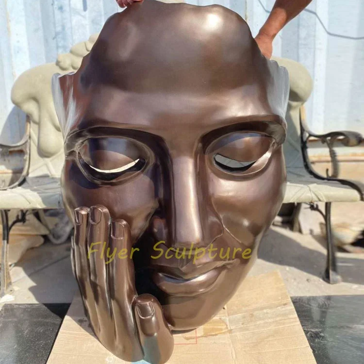 Home Modern Art Face Sculpture Large 3D Wall Statue Bronze