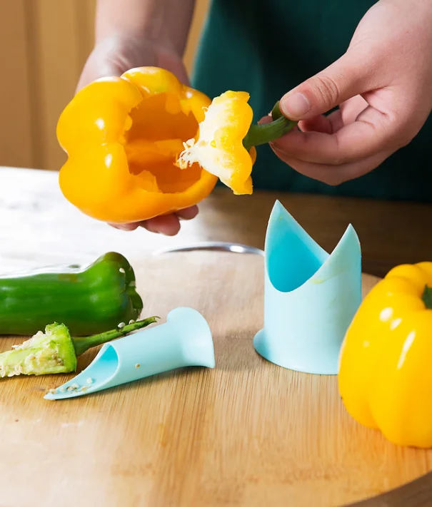 2pcs / Set Creative Pepper Corer Slicer Pepper Seeded Remover Device Tomato Coring Device Fruit ...