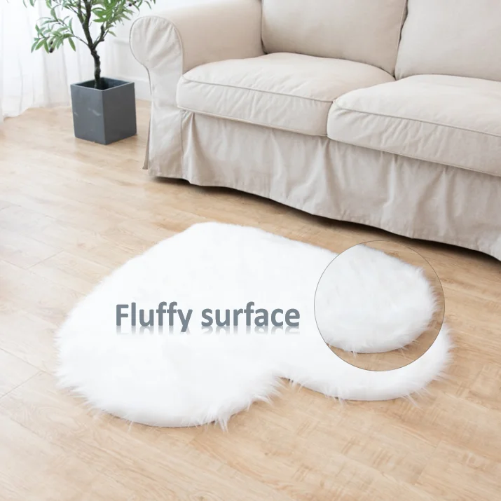 Heart Shape White Area Rugs & Plush Faux Fur Carpets