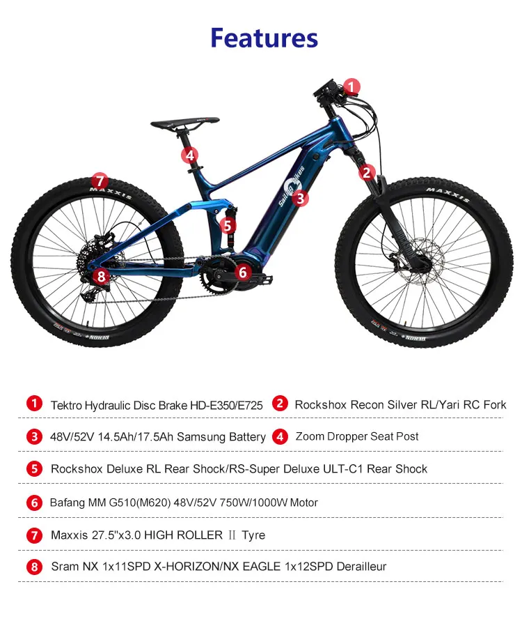 27.5inch E Bike 1000w Bafang Ultra Downhill Ebike Frame M620 G510 Mid ...