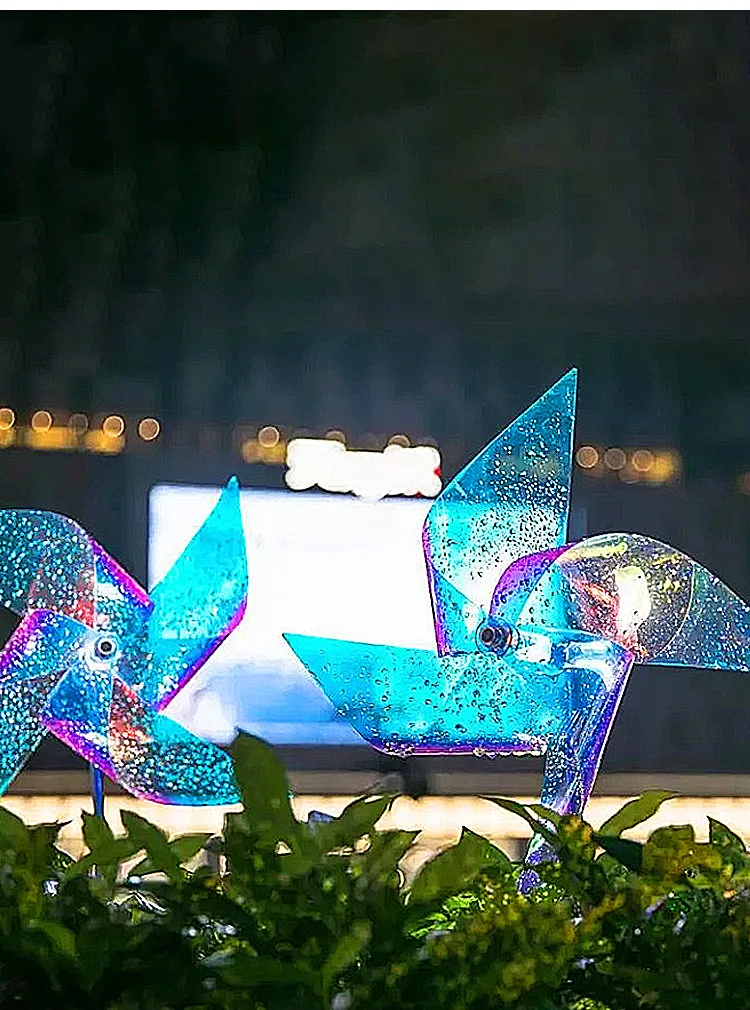 Outdoosolar Powered Lights Artificial Flower Led Solar Windmill Floor Luminous Lighting ...