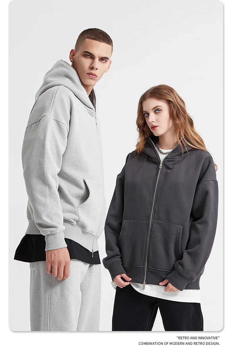 3D Puff Print Full Zip up Hoodie Manufacturer - Heavyweight French Terry