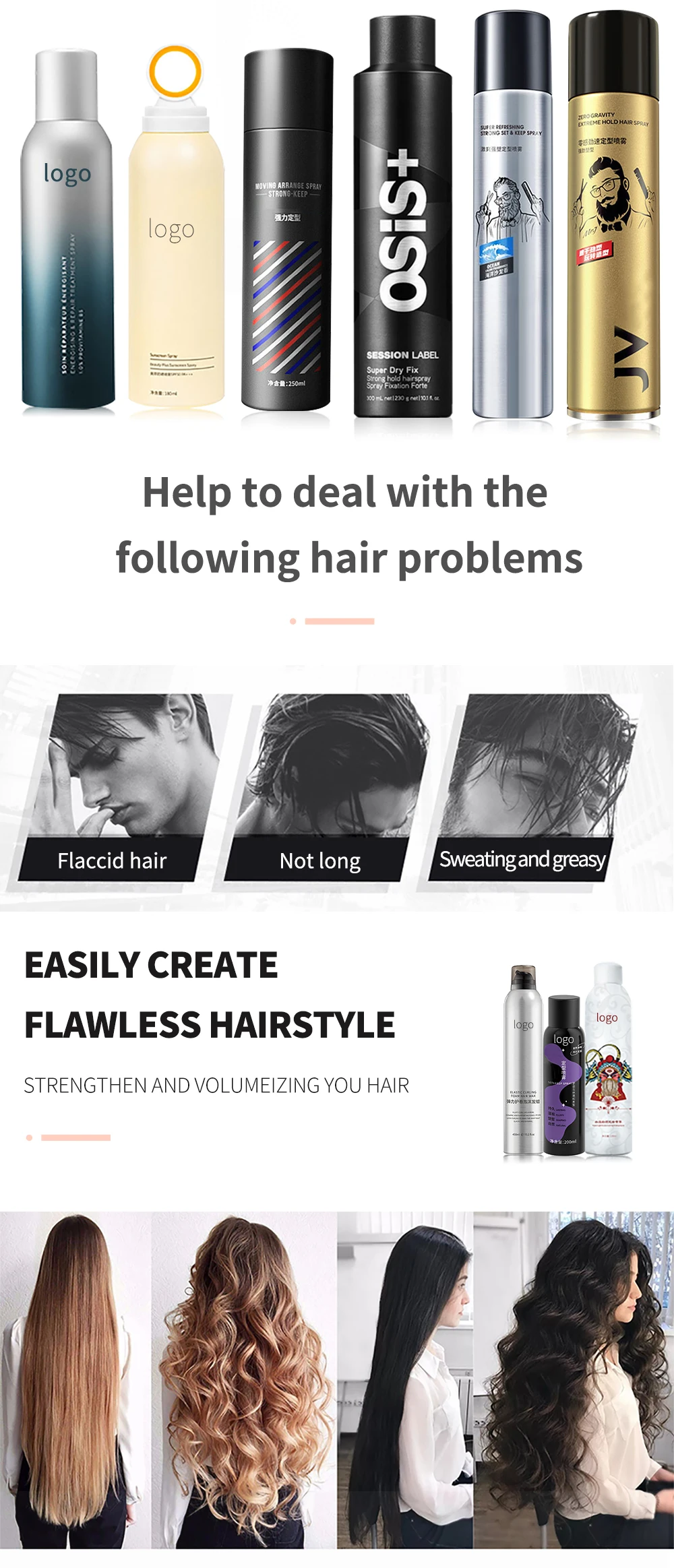 Customized Private Label Hair Mist Styling Spray Strong Hold Styling ...