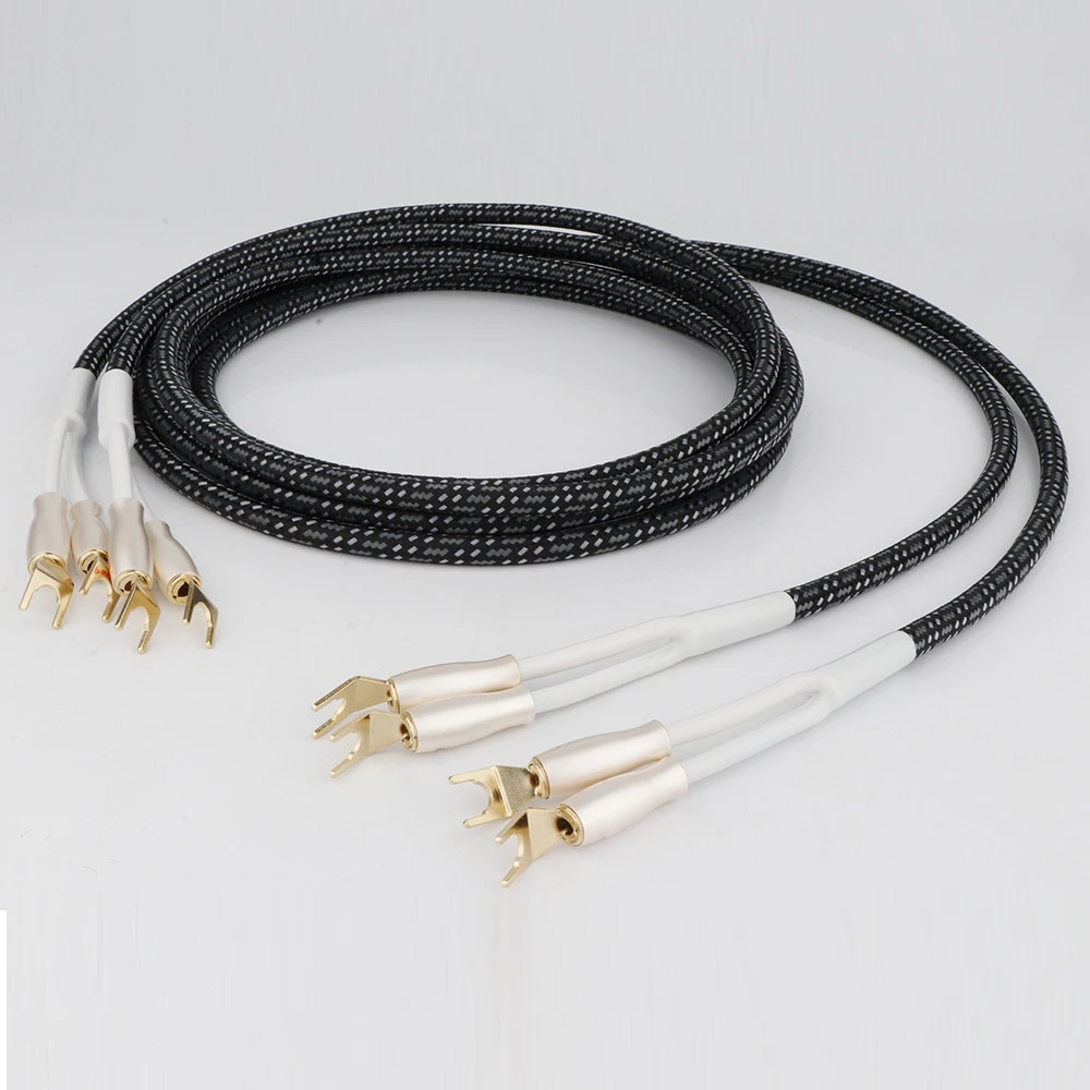 One Pair Hifi Silver Plated Speaker Cable Hi-end Occ Loudspeaker Wire ...