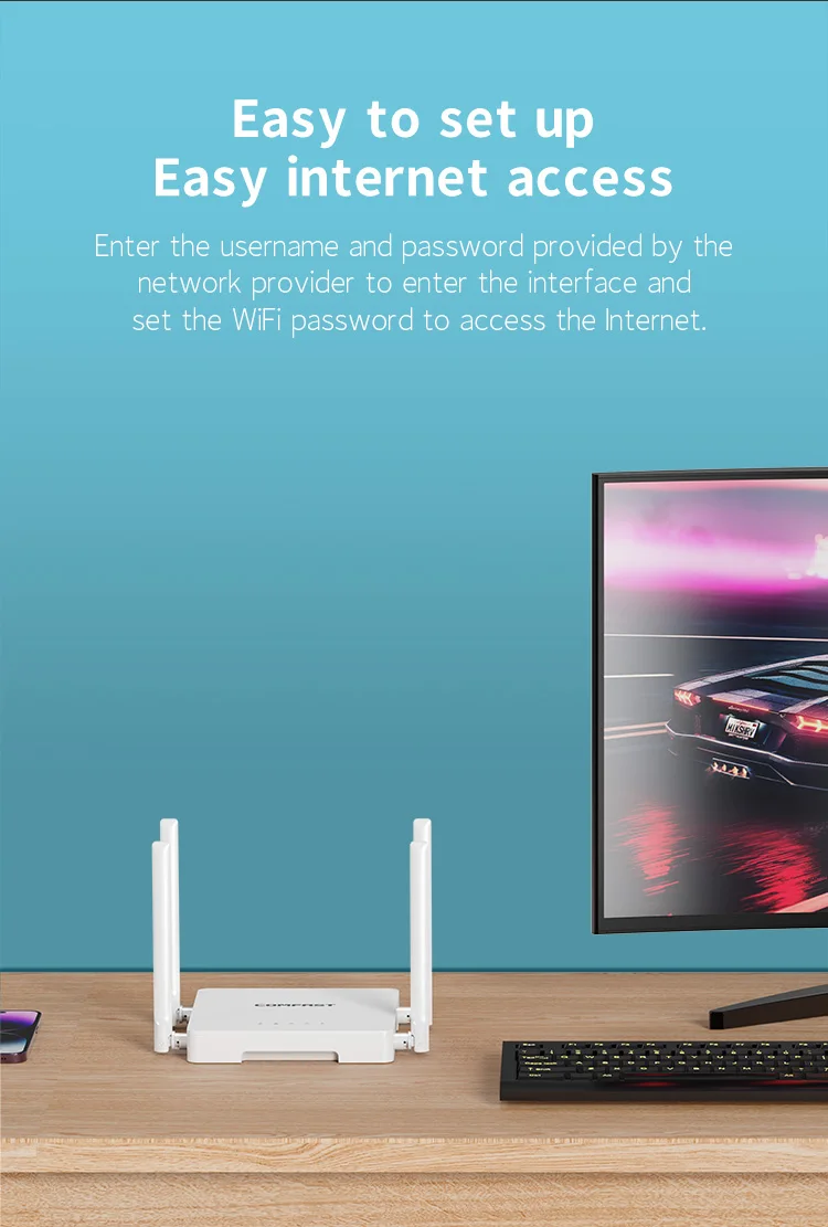 Wide Range 4 Antennas 802.11n 2.4ghz 300mbps Wireless Internet Router 5 ...