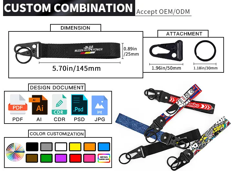 Custom Keychain Lanyard Logo Motorcycle Short Wrist Lanyards Key ...