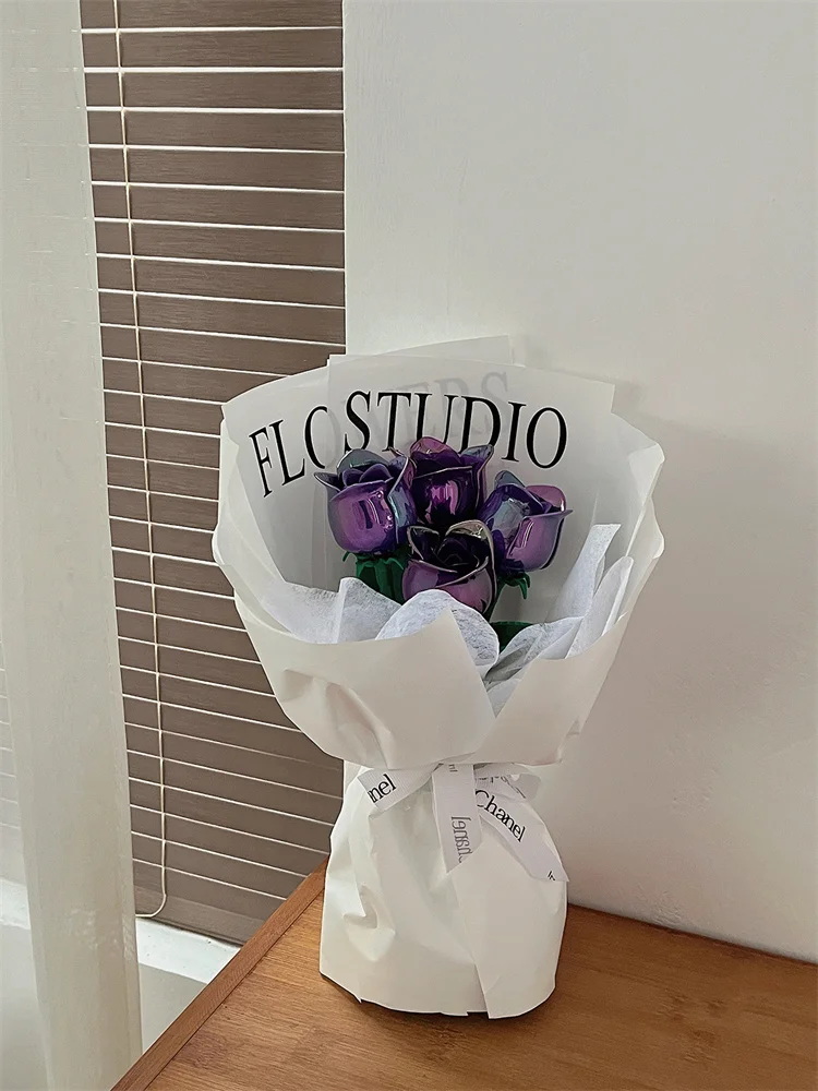 DIY Simulation Building Blocks Flower Rose Assembling Toy Building ...