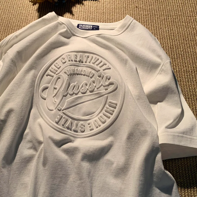 Men Organic 100% Cotton 3d Printing Emboss T-shirts Graphic Custom ...