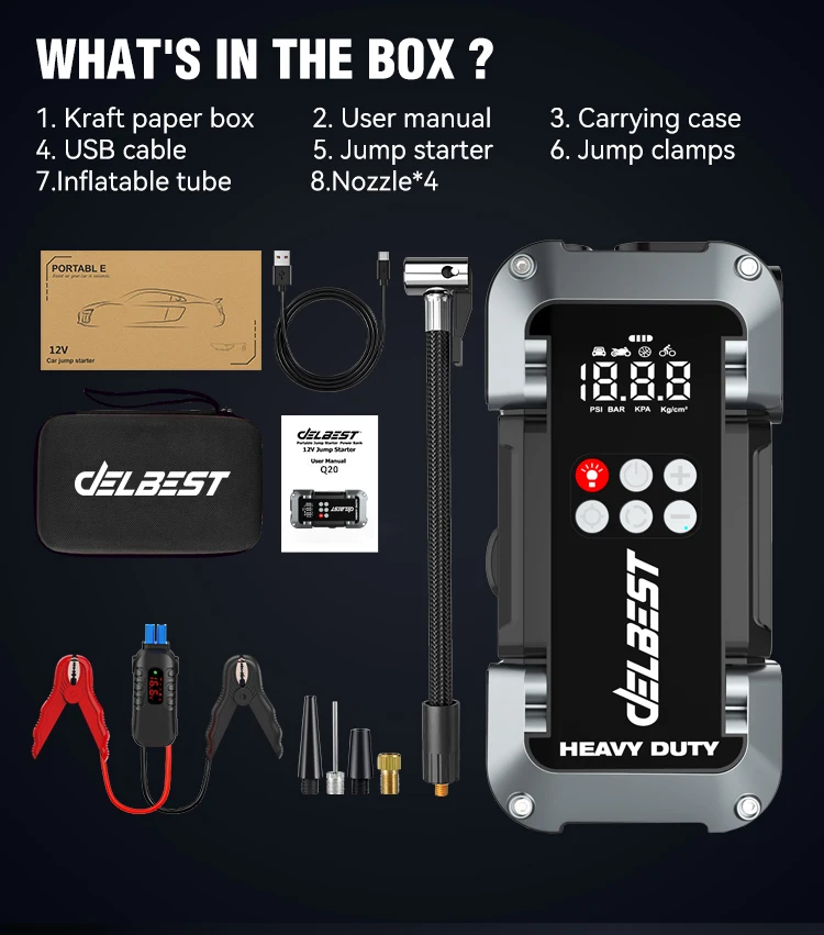 6 in 1 Car Jump Starter Kit - Reliable Battery Booster