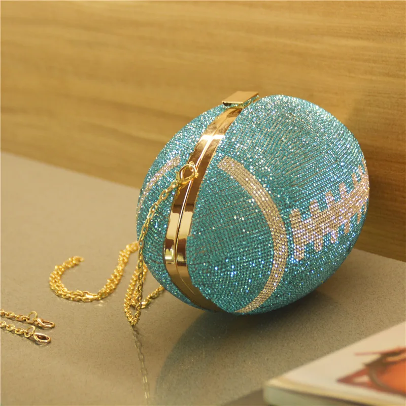 New Rhinestone American Football Round Ball Purse Stone Bling Diamond ...