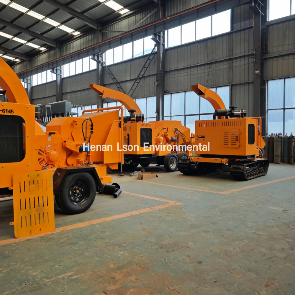LSON Drum 40kW Log Chipper Hydraulic Crawler Branch Crusher 55HP ...